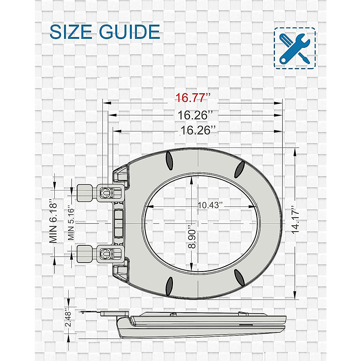 JINGZE Round Toilet Seat with Slow Close Standard Toilet Seat,Quiet Toilet Cover Seat Toilet Lid Durable Refused to Loosen Easy to Install & Clean,White