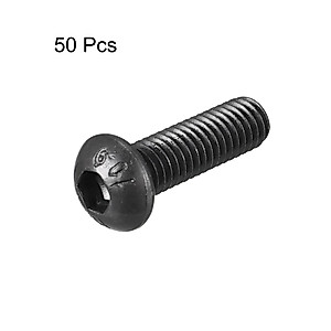 uxcell M6x20mm Button Head Hex Socket Cap Screw Bolt Black 50pcs