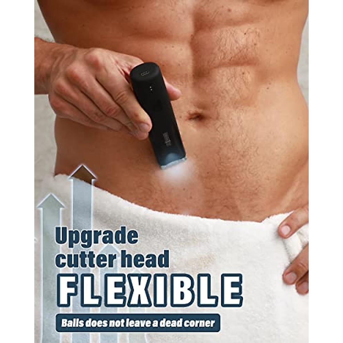 Body Hair Trimmer for Men, Pubic Hair Trimmer Electric with LED Light, Rechargeable Body Groomer Ball Trimmer for Men,Groin Hair Trimmer with 3 Replaceable Blade Heads, Waterproof Wet/Dry Body Shavers