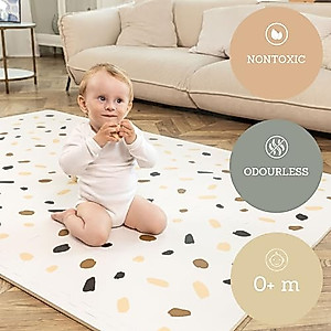 Stylish Baby Play Mat 72x48 Inches - 6 XXL Foam Floor Tiles for Kids Terazzo Design - 20% Thicker Playmat for Baby Crawling, Tummy Time, Playpen - Non-Toxic, Odorless Foam Play Mat for Floor