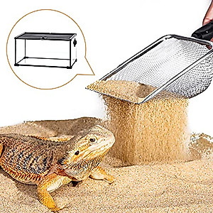 REPTI ZOO 2PCS Reptile Sand Fine Mesh Reptile Scooper Bearded Dragon Sand Shovel Terrarium Substrate Durable Litter Cleaner Corner Scoop Combo Set