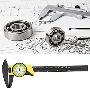 Depth Gauge Plastic Dial Vernier Caliper Professional Micrometer High Precision Measuring Tools with Round Dial for Machinists Woodworkers Craft(Yellow)