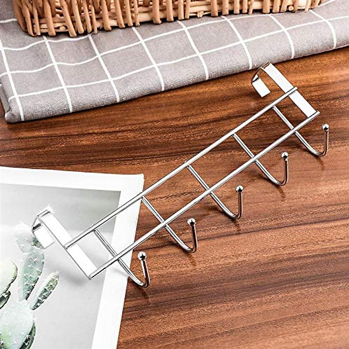 Wobekuy Over The Door 5 Hooks Home Bathroom Organizer Rack Clothes Coat Hat Towel Hanger Steel
