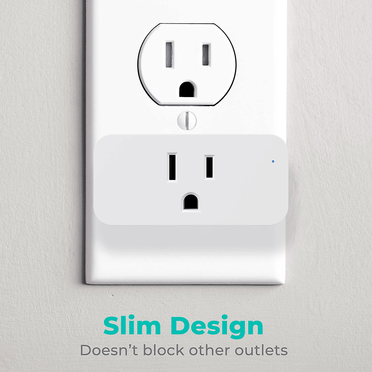 KMC Smart Plug Slim 4-Pack, Low-Profile Wi-Fi Outlet for Smart Home, Remote Control Lights and Devices from Anywhere, No Hub Required, ETL Certified, Compatible with Alexa and Google Home, White