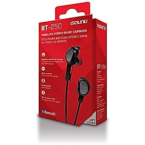 dreamGEAR iSound BT-250 Bluetooth Earbuds: Play/Pause/Skip Music Directly from Earbuds-Up to 5 Hours of Playtime, Blue/Black, Universal (DGHP-5635)