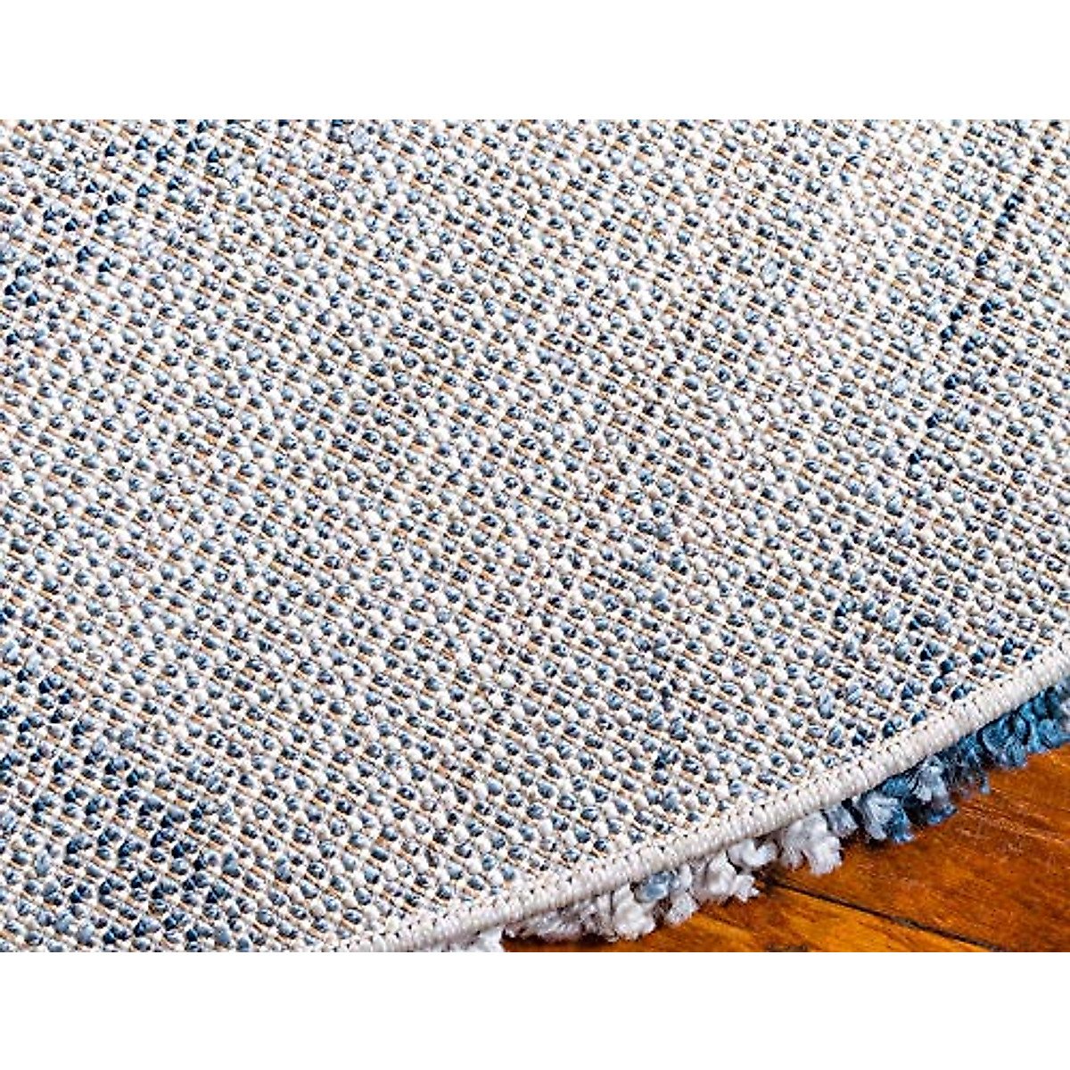 Unique Loom Hygge Shag Collection Area Rug - Valley (5' Round, Blue/ Gray)