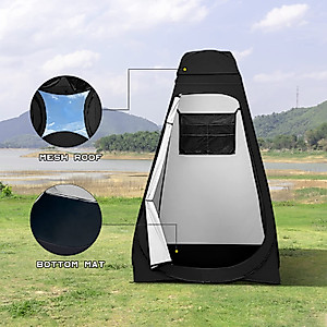 BRIAN & DANY Pop Up Shower Tent, Portable Changing Tent with Rain Shelter & Windows, Privacy Camping Tent for Hiking Beach, UPF 50+ & Waterproof, 47.2" x 47.2" x 74.8", Black