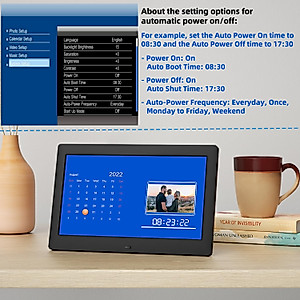 Dhwazz 10.1 Inch USB Digital Picture Frame, Non-WiFi SD Card Smart Photo Frames IPS Screen HD Display with Remote Control, Support Video and Music, Slideshow, Wall Mountable, Easy to use for Seniors