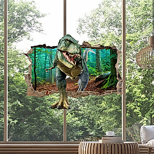 DILIBRA 3PCS 3D Broken Giant Dinosaur Wall Sticker, Simulation Crack Hole Dinosaur Wall Decal, Self-Adhesive Dinosaur Cracked Smashed Wall Decor Mural for Boys Bedroom Baby Kids Nursery