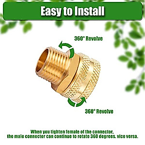 Litorange Lead-Free 2 PCS Swivel 3/4"GHT Female x 1/2"NPT Male Connector,GHT to NPT Garden Hose Adapter Brass Fitting,Garden Pipe Joint Extension Repair Fitting(Pack of 2)
