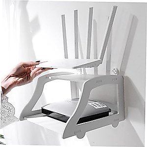 KOMBIUDA 1pc Router Storage Rack Layer Storage Shelf Router Wall Holder Router Stand Double-layer Storage Holder Mini Router Shelf Supports Shelf Holders Set-top-box Rack Plastic White