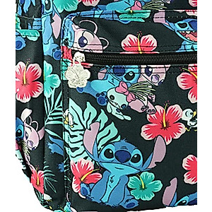 Lilo and Stitch 16 Inch Allover Print Backpack with Laptop Sleeve (Black W/Side Pockets)