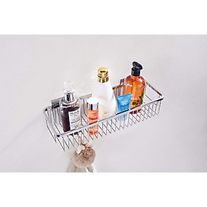 Wayime 16" Stainless Steel 304 No-Drilling Wall-Mounting Shower Caddy with Hook as Bathroom Shelf Kitchen Shelf