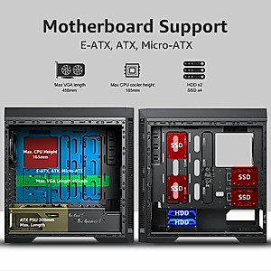 Gaming Case Full Tower, with Tempered Glass Side Panel & ARGB LED Mirror, Supports 7x120mm Fans, GAMEMAX Abyss-TR
