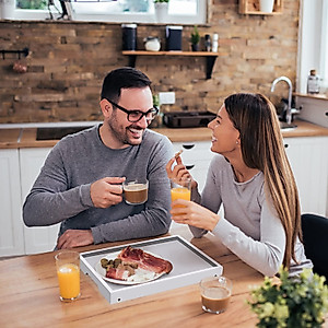 Artmeer Bed Tray Table with Folding Legs,Bamboo Breakfast in Bed for TV Table, Laptop Computer Tray,Eating,Snack Tray White 2 Pack(White)