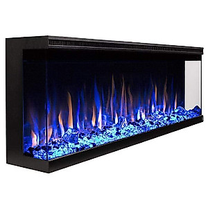 Touchstone Sideline Infinity 3-Sided Smart 72-inch WiFi-Enabled Electric Fireplace - 80051 - Built-in - 60 Color Combinations - 1500/750 Watt Heater (68-88°F Thermostat) - Black - Log & Crystals