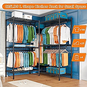 Raybee Heavy Duty Clothes Rack, 825 LBS Clothes Racks for Hanging Clothes, Heavy Duty Clothing Racks for Hanging Clothes , DIY Portable Clothes Rack Wide Garment Rack Closet Rack, 74.5"W X 18"D X 77"H