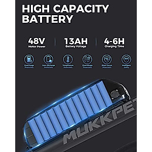 Mukkpet Suburban Electric Bike for Adults 500W Electric Mountain Bikes 26'' * 4.0 All Terrain Tire Electric Bicycle 48V 13AH BMS Removable Lithium Battery Shimano 7-Speed Electric Bike