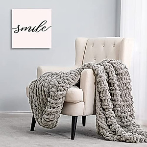 HBlife Chunky Knit Throw Blanket 40X40 Inches, Super Warm Soft Chenille Yarn Cable Knitted Blankets and Throws Boho Giant Cozy Thick Crochet Blanket for Sofa Bed Couch, Grey