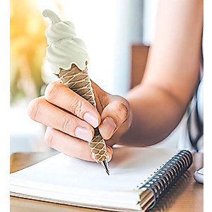 Planet Pens Vanilla Ice Cream Cone Cold Sweet Desserts Resin Writing Ballpoint Pen Unique Black Inked Cute Writing Tool Collection 5 Inch Foodies Novelty Party Giveaways