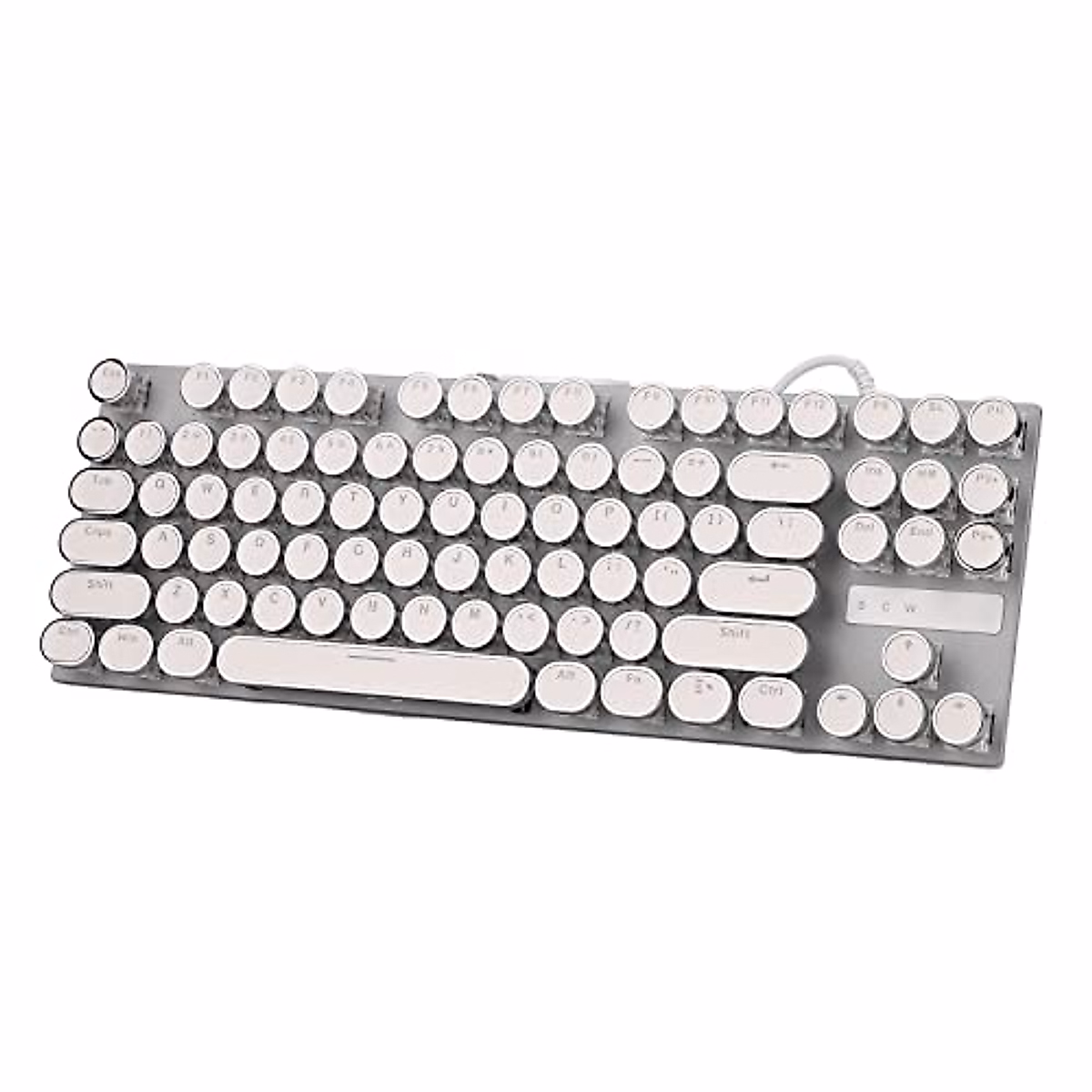 Mechanical Gaming Keyboard 87 Keys Blue Switches Mechanical Keyboard Waterproof for PC (White Electroplating Punk)