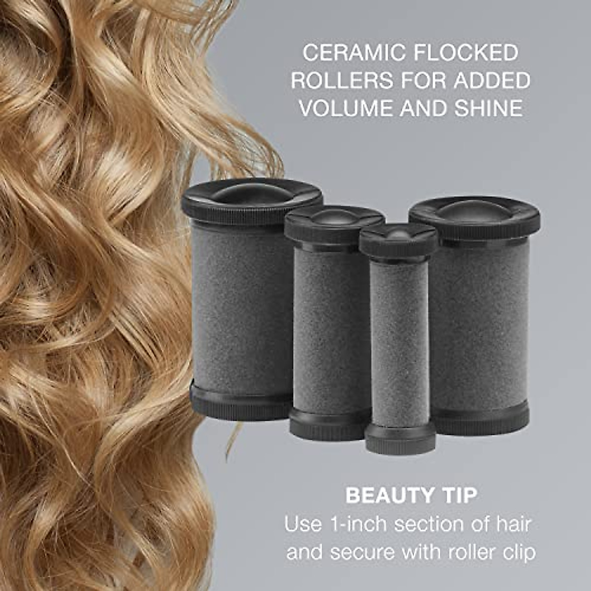 INFINITIPRO By Conair Instant Heat Ceramic Flocked Rollers, Multi-Size, 20 Count