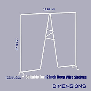 ziroland 12-Pack White Wire Shelf Dividers - Closet Shelf Organizer - Easy to Install Shelf Divider for Pantry/Garage and More - No Tool - PE Coating Steel- Suitable for 12inch Deep Wire Shelves