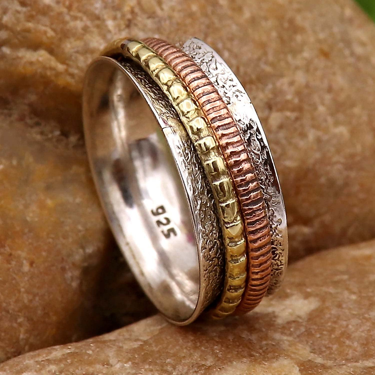 Solid 925 Sterling Silver Spinner Maditation Band Ring Women Gift Statement Handmade Jewelry Ring Goyal Jewels GESR0158 (US-16)