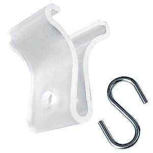 25 Clear Ceiling Grid Clips & 25 Steel S-Hook Sign Hanging Kit, Light Duty Suspended Tile Drop Ceiling Hooks for Hanging Classroom Decorations, Office Decor, Commercial Retail Signs, 0.75" W x 1" H