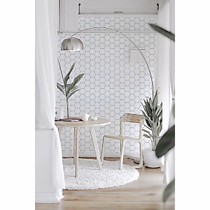 Fiula White Hexagon Wallpaper Peel and Stick Wallpaper Grey and White Wallpaper Removable Wallpaper White Trellis Wallpaper Vinyl Wallpaper 17.3”×78.7”