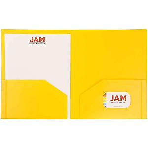 JAM PAPER Heavy Duty Plastic 2 Pocket Extra Tough School Folders - Assorted Fashion Colors - 6/Pack
