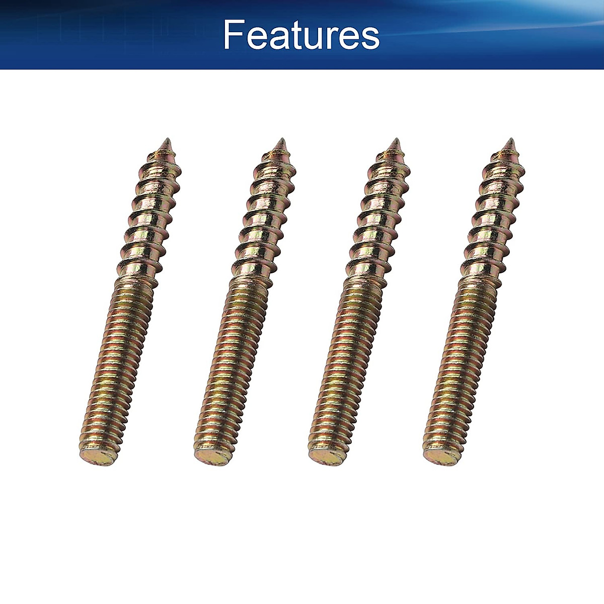 Yinpecly 10Pcs Carbon Steel Double Headed Hanger Bolts 2 inch Length Self-Tapping Screw for Furniture Installation M6×50 Bronze