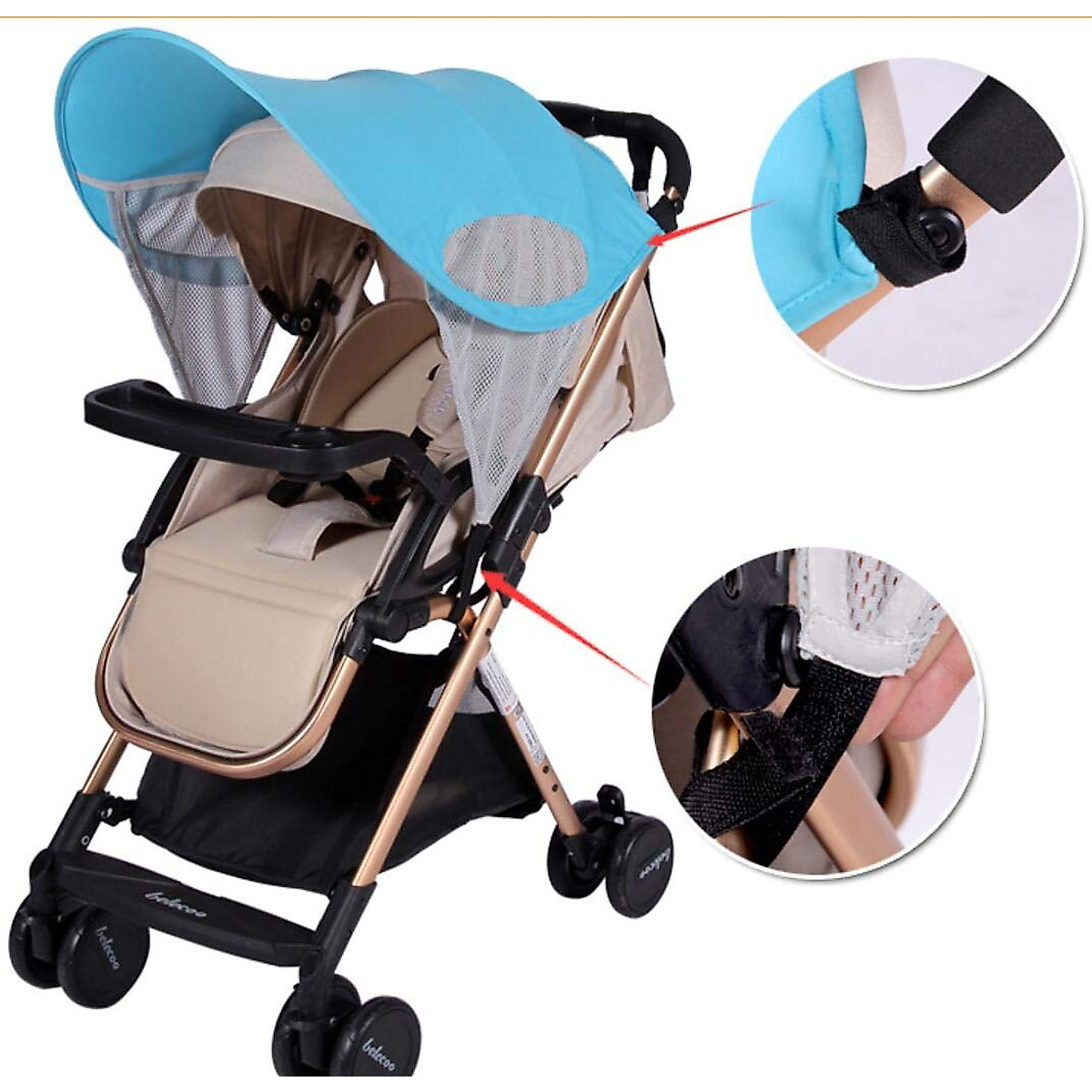2-in-1 Baby Stroller Sun Shade&Cover Net Awning Windproof Anti-UV Safe Umbrella Canopy Universal Fit Breathable Cover for Stroller Car Seat Jogger Travel Accessories