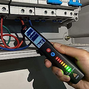 BSIDE Voltage Tester, EBTN LCD 3-Line Display Voltage Detector, Non-Contact with Adjustable Sensitivity, Dual Range AC Voltage Sensor Pen Live Wire Check Breakpoint Locate with Protect Case