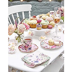 Talking Tables BG-CUPSET Blossom Party Paper Tea Cups, Pack of 12, Height 8cm, 3", Pink and Gold