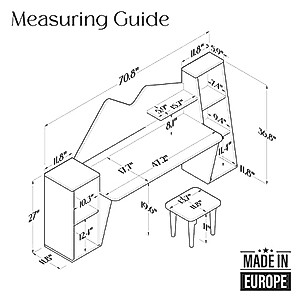 LAWA FURNITURE Kid's Study Desk with Bookshelf + 2 Stools for Ages 3-8, Wooden Children Activity Table with Hutch and Shelves, Kids Bedroom Study Desk with Storage