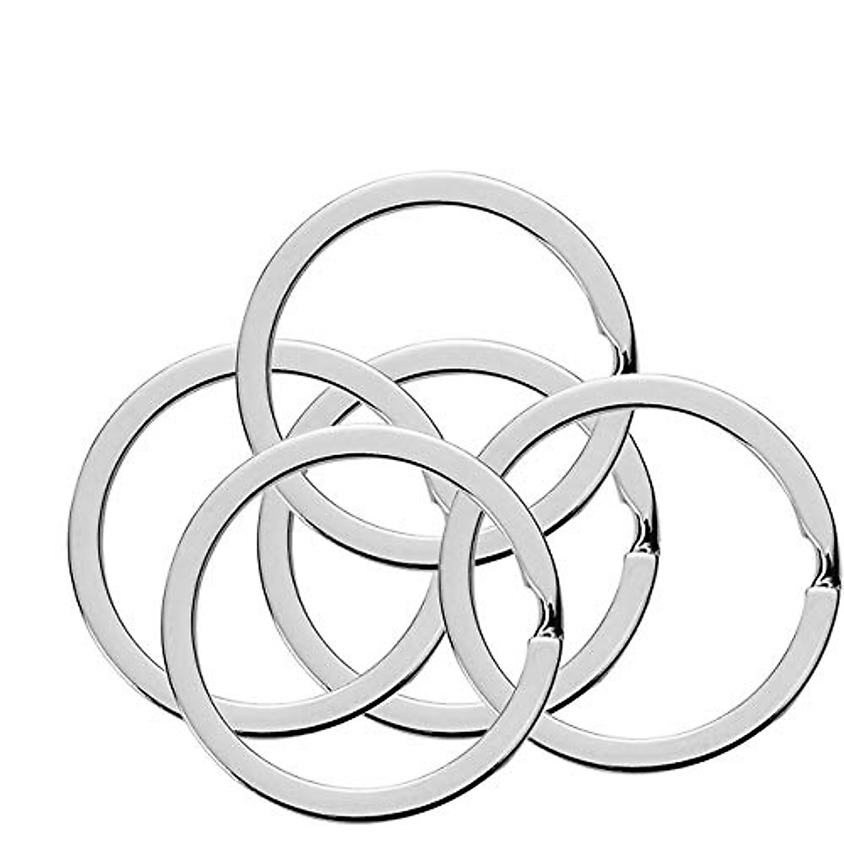 Flat Key Rings 10 Pieces 1 inches Flat Key Rings Metal Keychain Rings Split Keyrings Flat O Ring for Home Car Office Keys Attachment(Silver)