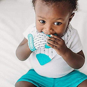 Bazzle Baby Teething Mitt - Silicone Teething Mittens, Teething Toys, Baby Teething Toys, Baby Teething Mitten, Teething Glove, Hand Teethers for Babies - Adjustable Strap (Geo Lines)