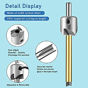 7 Pieces Pen Barrel Trimmer Kit Pen Barrel Trimming System Mill Trimmer Set 7 mm 8 mm 3/8 Inch 10 mm Cutter Shafts, Cutting Head Sleeve Adapter Hex Key Wrench for Woodworking Pen Kit Preparation