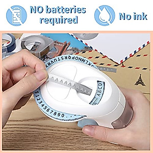 Aken Embossing Label Maker, Omega S Vintage Embossed Labeler, Old School Label Printer, A Protable Handheld Retro Label Maker with 10 Rolls 3D Embossing Label for Home Office DIY, Blue