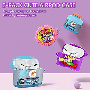 3Pack Cute Case for Airpods Pro 2nd/1st Case Cover,3D Cartoon Funny Food Design Full Protective Soft Silicone Case for Apple Airpods Pro 2nd Generation/Airpods Pro with Keychain for Women Boys Girls