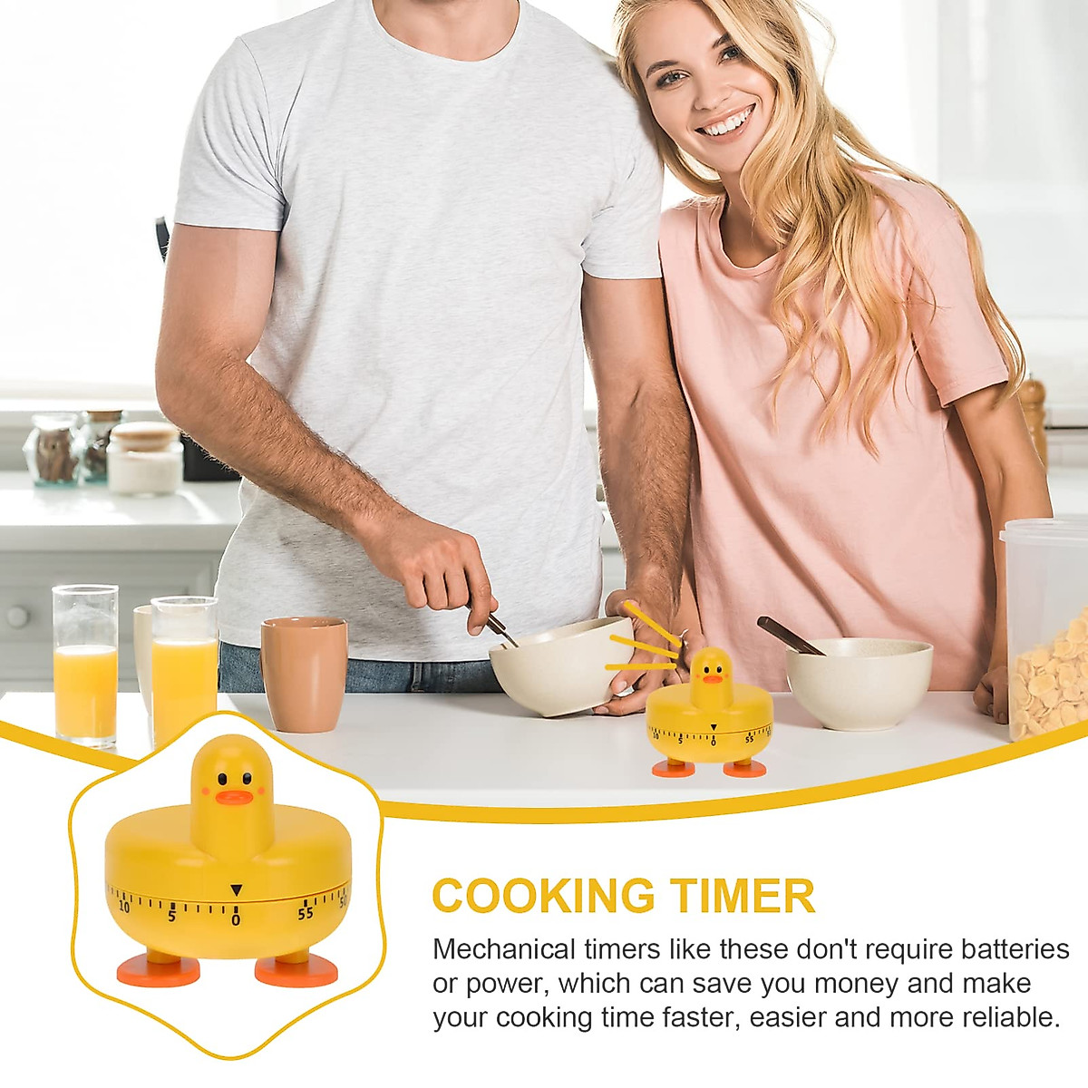 Angoily Yellow Duck Timer Mechanical Kitchen Timer 60- Minute Wind Up ...