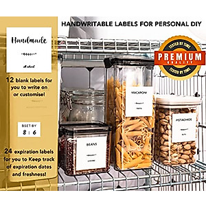 180 Kitchen Pantry Labels for Food Storage Containers, Preprinted Minimalist Food Labels for Jars, Waterproof Black Script Jar Label Stickers for Organization and Storage