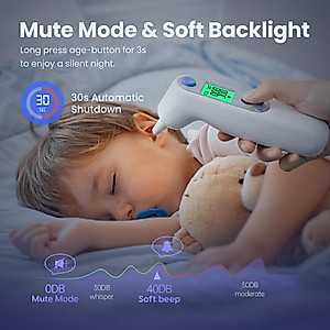 Ear Thermometer, Digital Ear Thermometer for Kids and Adults, High Accuracy Baby Thermometer with 1s Result, 3-Color Coded and 30 Memory Recall, Easy to Use, with 21 Disposable Probe Covers