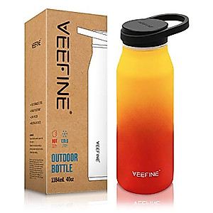 VeeFine Insulated Water Bottle Dishwasher Safe Metal Water Bottle BPA-Free Stainless Steel Water Bottles 20/32/40oz Reusable Thermos for Hiking Camping and School