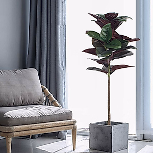 Tommino 4ft 2pcs Artificial Fiddle Leaf Fig Trees in Pot Natural Faux Ficus Lyrata Fake Greenery Plant for Home Office Decoration Indoor Outdoor Decor Living Room Garden