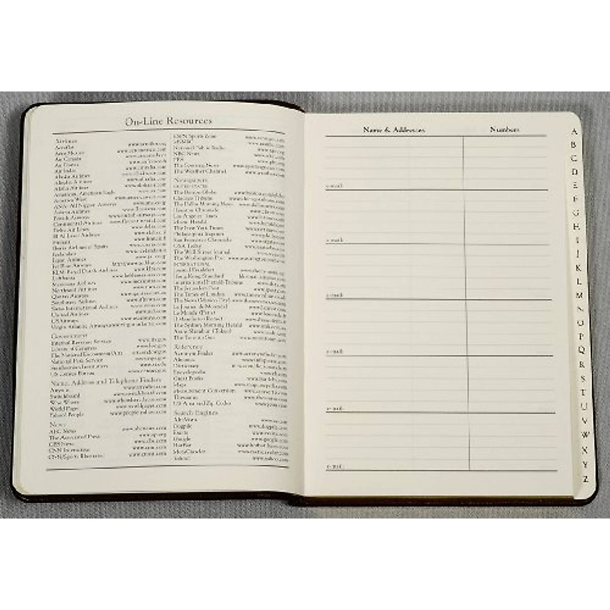 Graphic Image 7 Inch Leather Bound Desk Address Book, Genuine Calfskin Leather, 1,400 Entries, British Tan