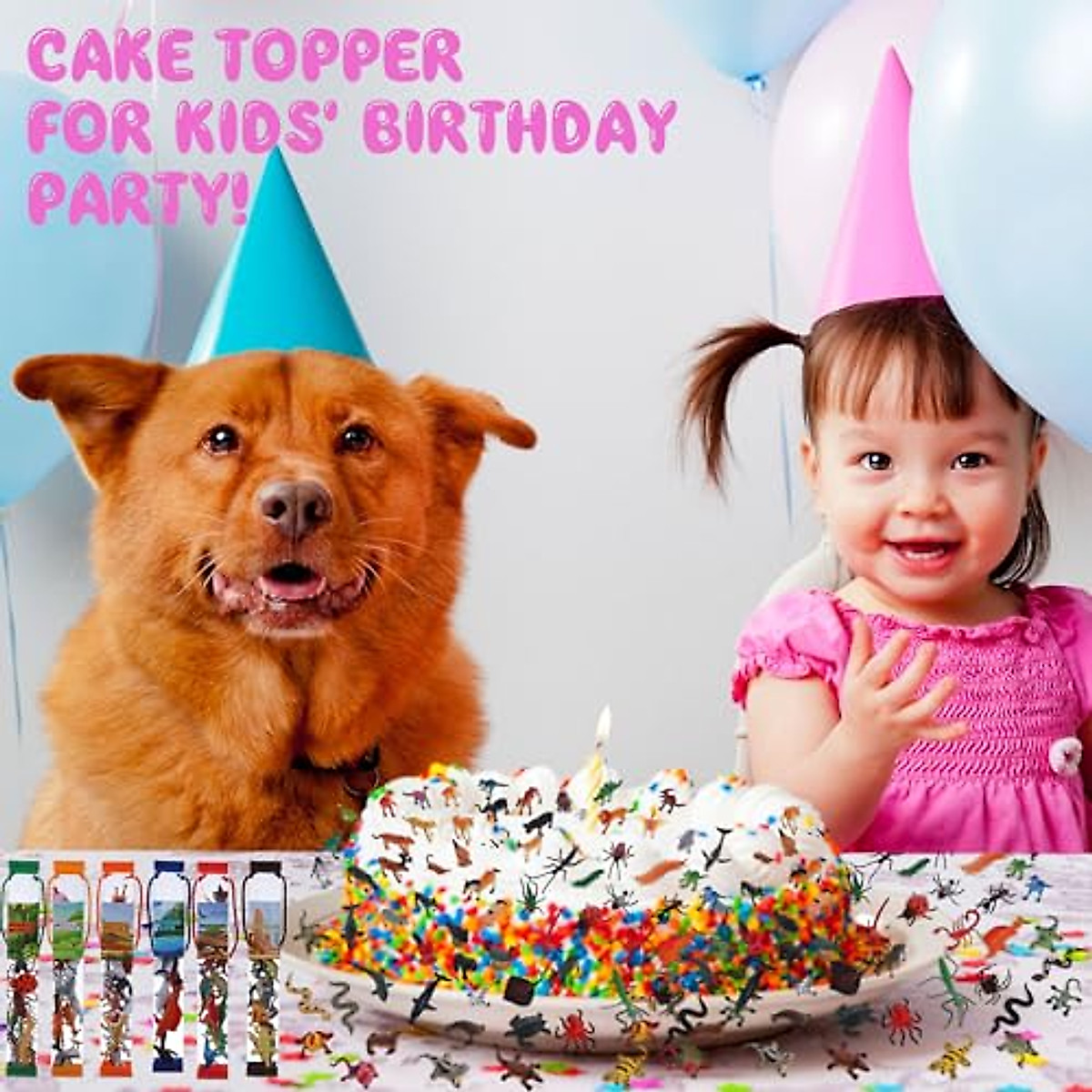 Animal Figures, 72 PCS Realistic Mini Dinosaur Insect Sea Farm Reptile Wild Jungle Animal Toys, Zoo Animals Playset, Cake Topper Party Favors for Kids 1, 2, 3 Year Olds