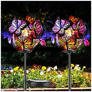 HTZNHXT Outdoor Solar Garden Butterfly Lights, Waterproof Butterflies Ground Lights, Multi-Color Changing LED Light for Yard, Garden, Deck, Lawn, Patio, Walkway Decor
