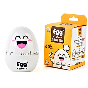 60 Minutes White Funny Mechanical Home Kitchen Egg Timer For Cooking,Kids